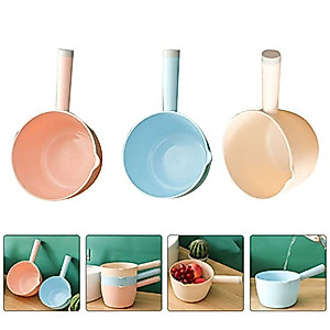 Hemoton 3pcs Long Handle Water Ladle Garden Water Scoop Watering Flower Water Ladle Water Dipper Spoon Bath Ladle Scoop for Home Garden Tea Ceremony Bathroom Sauna Light (As Shown)