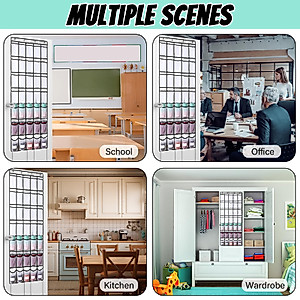 GliCraft 35 Pockets Over the Door Water Bottle Organizer Hanging Water Bottle Organizer with Elastic Strap Mesh Bag and Pen Water Bottle Holder for Door Closet Pantry Storage Rack(White)