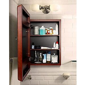 Medicine Cabinet Bathroom Mirror, 24''x16'' Farmhouse Wood Frame Bathroom Medicine Cabinet with Mirror, Vanity Mirrors Recess or Surface Mounted Installation (Brown)