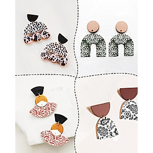 Puocaon Boho Clay Silk Screen - 8 Pcs Paisley Silk Screen Stencils for Polymer Clay Jewelry, Reusable Screen Stencils for Polymer Clay Earrings Making, Mystic Boho Polymer Clay Silk Screen Stencils