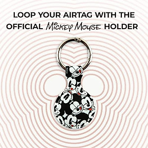 Disney Mickey Mouse Holder for Apple AirTag - Protective Tracker with Keychain for Dog, Bags, Keys - Disneyland Essentials and Holiday Gifts
