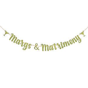 Dalaber Margs And Matrimony Banner, Margarita Bachelorette Party Decorations,Mexican Fiesta Wedding Bridal Shower Party Supplies, Green Glitter