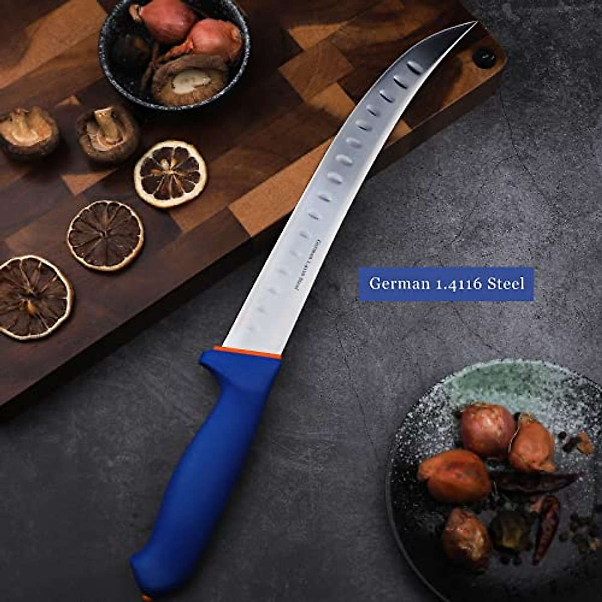 DRAGON RIOT Premium Butcher Breaking Knife, 10 Inch Curved Cimeter Knife-Meat Trimming Butcher Knife Turkey Carving German Stainless Steel with Fibre Handle