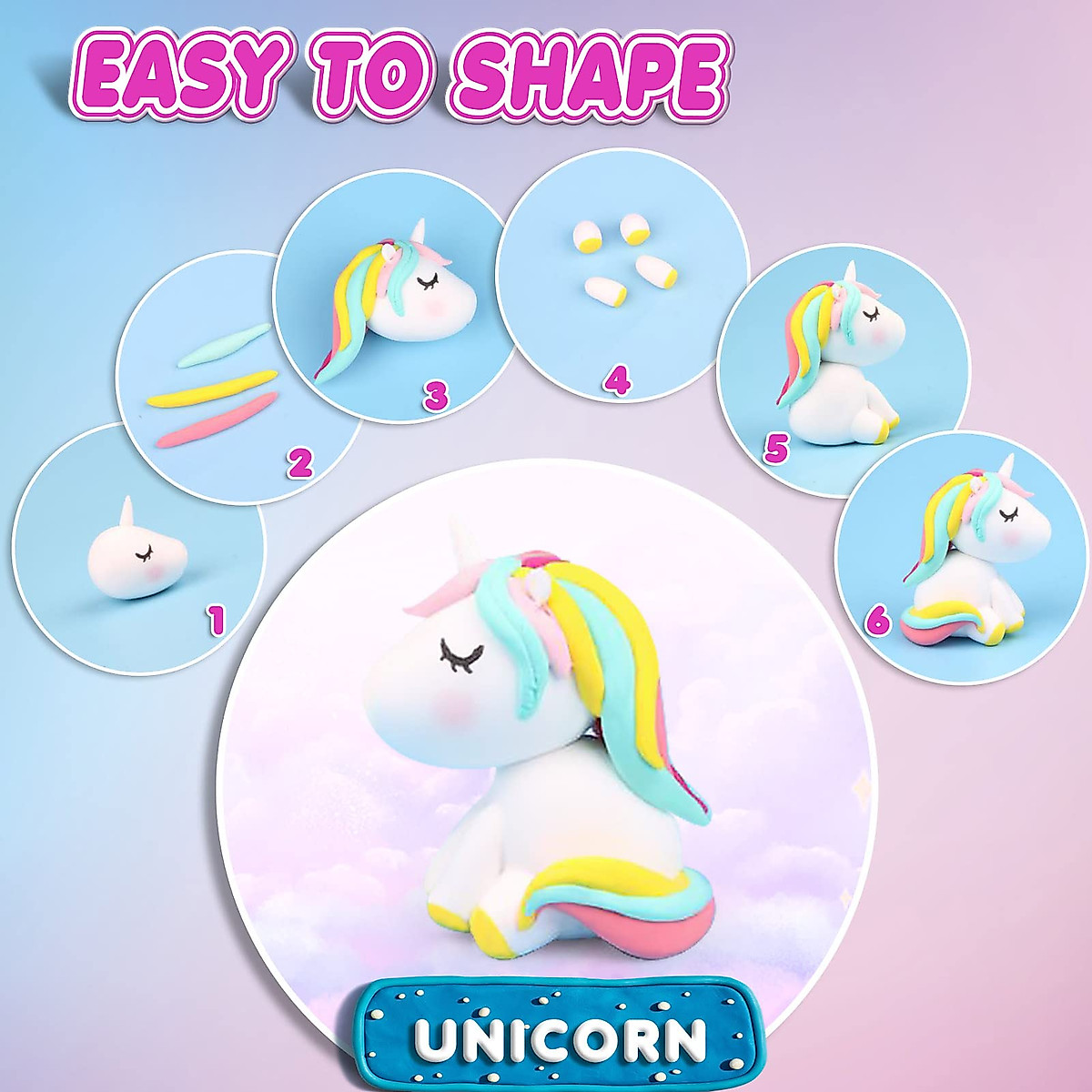 Polymer Clay, 12 Colors Modeling Clay, DIY Oven Bake Molding Clay for Kids with Sculpting Clay Tools, Art Craft Gift for Kids