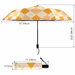 Argyle Pattern Repel Umbrella Windproof Travel Umbrella - Compact, Light, Automatic, Strong and Portable - Wind Resistant, Small Folding Backpack Umbrella for Rain - Men and Women