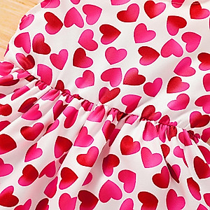 Toddler Girls Valentine's Day Dress Baby Ruffled Stripe Love Heart Print Princess Sundress One-Piece Clothes (Red, 18-24M)