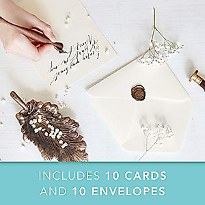 "Graphique Hydrangea La Petite Presse Boxed Notecards - 10 Embellished Gold Foil Blank Cards with Matching Envelopes and Storage Box, 3.25" x 4.75" (L1346CB)