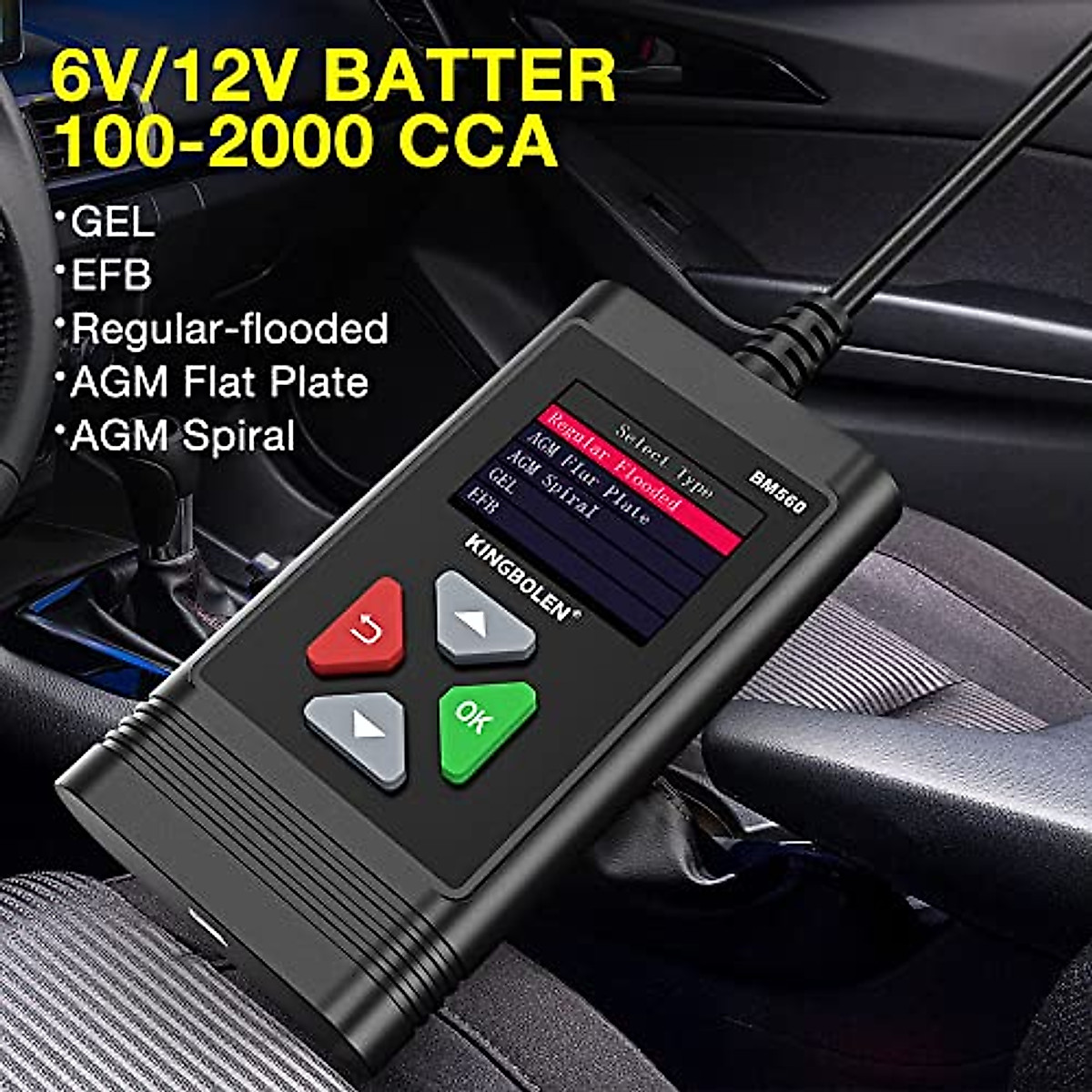 Car Battery Tester 6V 12V Battery Load Tester, BM560 100-2000 CCA Auto Battery Tester Automotive Alternator Digital Battery Analyzer Charging Cranking System Tester for Car Motorcycle ATV SUV Boat