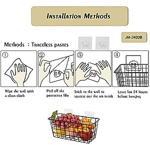 4 Pack Hanging Sorage Basket, Bathroom Basket, Household Goods Storage Basket, with Traceless Tape, no Drilling, for Cabinet Storage, Kitchen, Bathroom, Storage Room(4 Black)