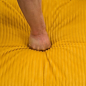 Corduroy Sectional Couch, 84“ Width Oversize Loveseat Sofa, Comfy Plush Cloud Couch Lounge Chair with Ottomans and 2 Pillows for Small Spaces, Living Room, Bedroom, Office Easy to Install (Yellow)