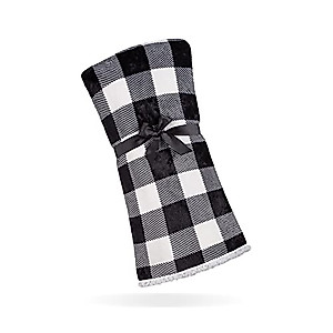 Safdie & Co. - Black and White Checkered Blanket, Indoor and Outdoor Buffalo Plaid Rug, Use As Halloween Blanket, Fall Throw Blanket, or Autumn Decor Throw, Soft and Stain Resistant, 50 x 60 Inches