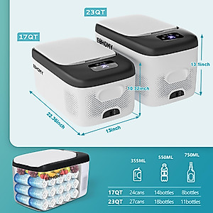 EUHOMY 12 Volt Refrigerator, 23QT(21L) Car Refrigerator APP Control, Car Fridge 110-240V AC 12/24V DC, Portable Freezer -4℉~68℉, 12V Cooler For Van, Fishing, Camping, Travel, Home