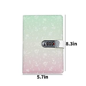 Pamayaneen PU Leather Password Lock Journal Dairy with Digital Lock for Women Girls Floral Password Notebook Locking Planner