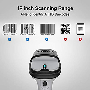 Inateck Bluetooth Barcode Scanner, Working Time Approx. 15 Days, 35m Range, Automatic Fast and Precise scanning, BCST-70