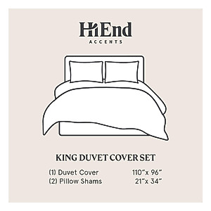 HiEnd Accents Carmen Kilim 3 Piece Duvet Cover Set with Pillow Shams, Gray Medallion Pattern, King Size, Classic Traditional Modern Rustic Bedding, Linen Duvet Cover with 2 Pillowcases