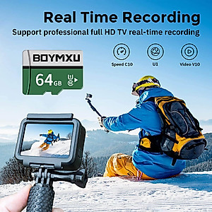 TF Memory Card 64GB 2 Pack,BOYMXU TF Card with Adapter,High Speed Memory Card Class 10 TF Card Memory Card for Phone Camera Computer-2 Pack