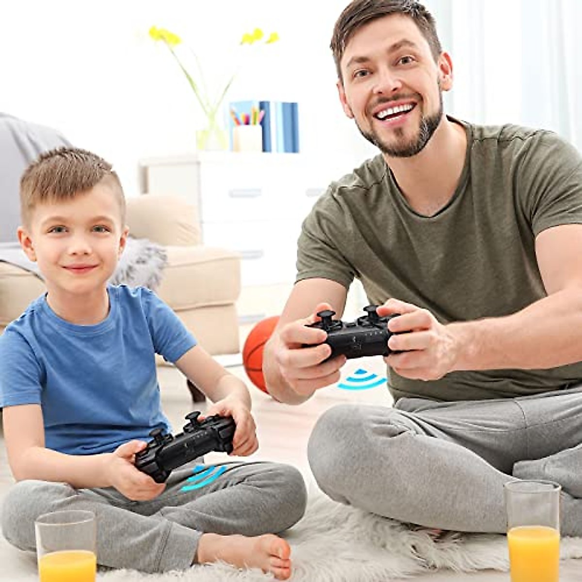 TESSGO PS3 Controller 2 Pack Compatible with PS-3, Rechargeable Game Wireless Controller with Upgraded Joystick for PlayStation 3