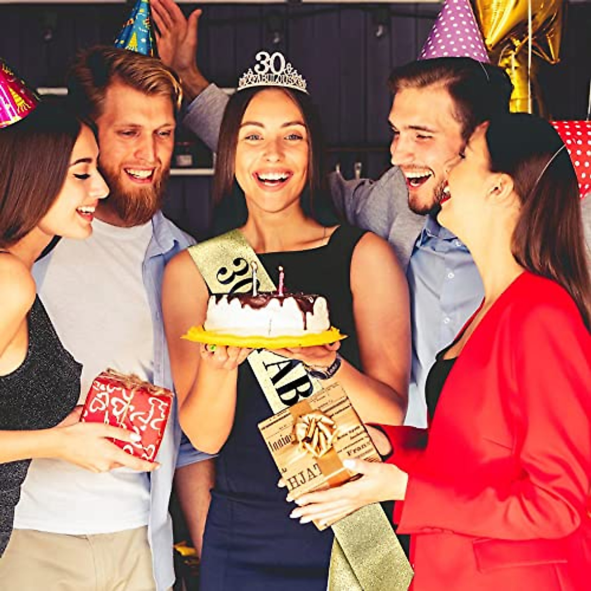 FASOTY 30th Birthday Decorations for Women,30th Birthday Sash,30th Birthday Crown,30th Birthday Tiara,Birthday Crowns for Women 30 and Fabulous,Happy 30th Birthday Gifts for Her