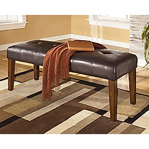 Signature Desig by Ashley Lacey Tufted Upholstered Dining Room Bench, Medium Brown