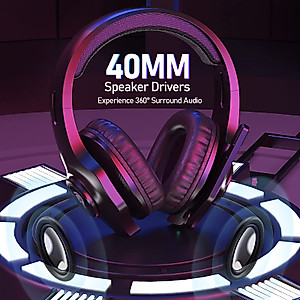 EasySMX USB Gaming Headset, PS5 Headset, 7.1 Surround Sound Stereo Gaming Headphones for PS4, PC Games, Over-Ear Gamer Headphones with (Brown-Black)