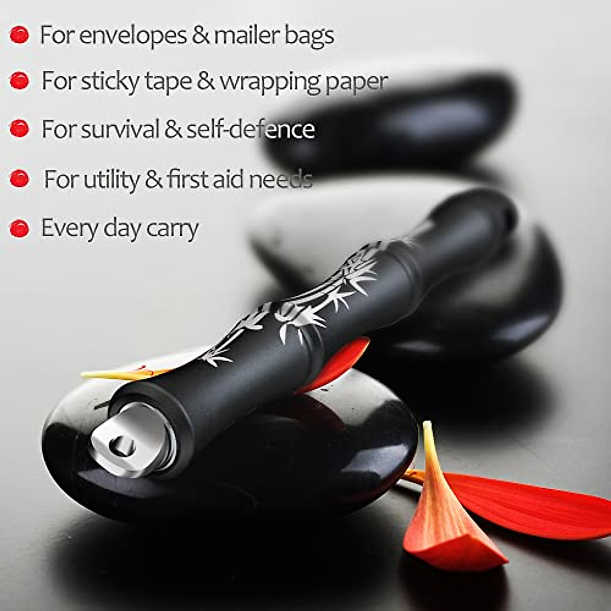 Bundle of 2 Items - Pocket Knife - Tactical Folding Knife - Small Black Fixed Tactical Hobby Work Mini Knofe for Men Women - Folding EDC Knife - Kubaton Stocking Stuffers for Men - Secret Santa Gift