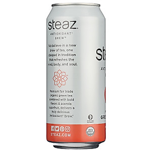 Steaz Organic Iced Green Tea, Peach, 16 oz