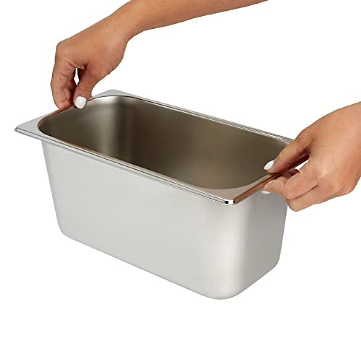 2 Pack Steamer Table Chafer Pans, 6-Inches Deep, 1/3 Size Stainless Steel Steam Table Pan with Reinforced Corners for Buffet, Catering, Hot/Cold Foods (13 x 7 Inches)