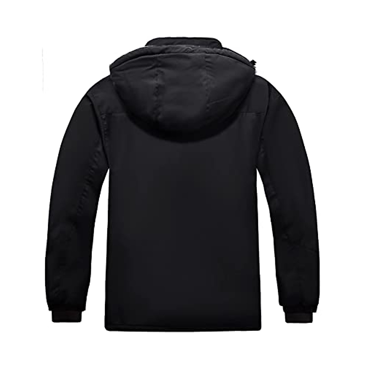 Wantdo Men's Plus Size Windproof Mountain Windbreaker Big&Tall Fleece Waterproof Ski Jacket Black Large Tall