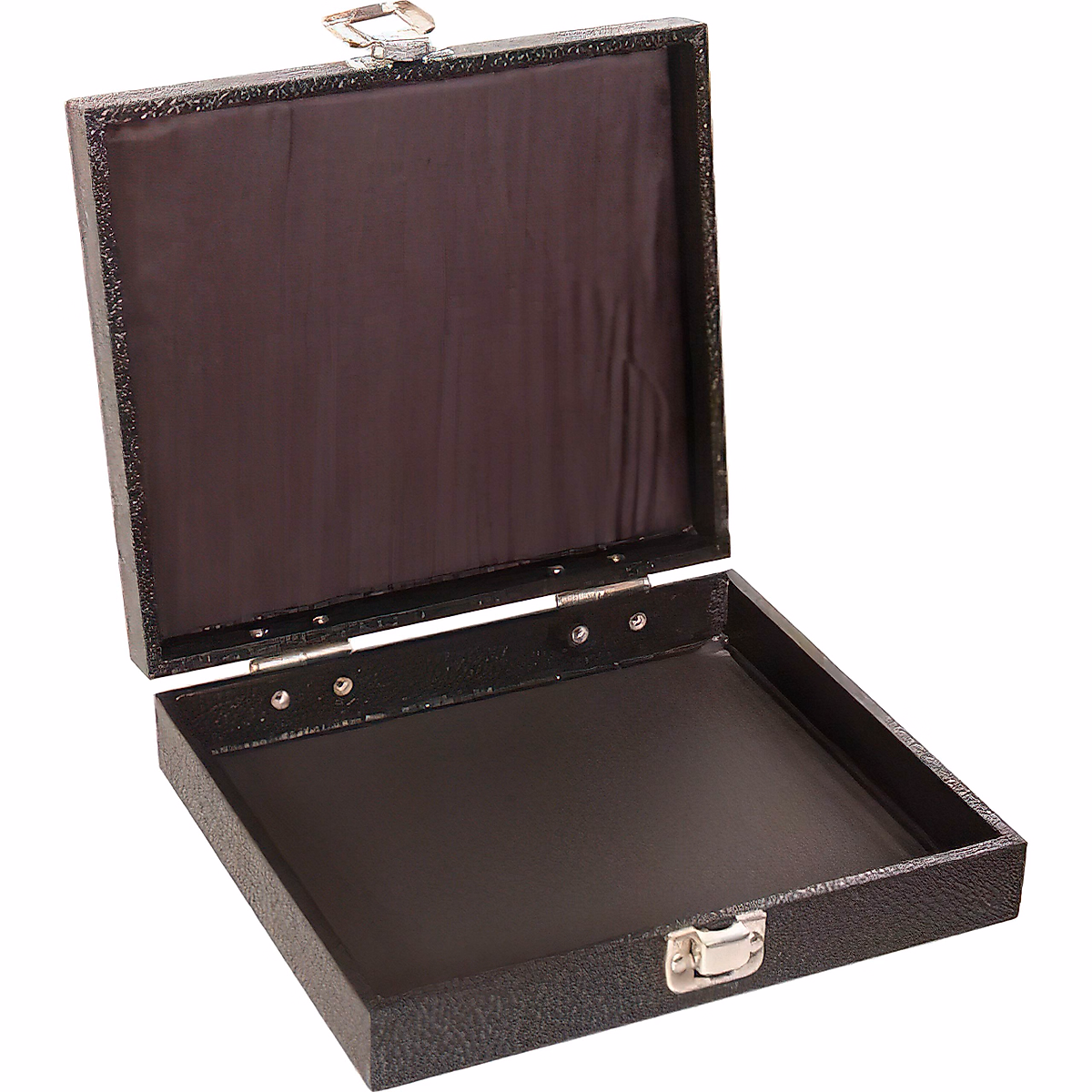 Black Square Jewelry Case (Single Metal Latch) w/ 1 Tray Insert (Black Foam 12 Gem Jar Insert)