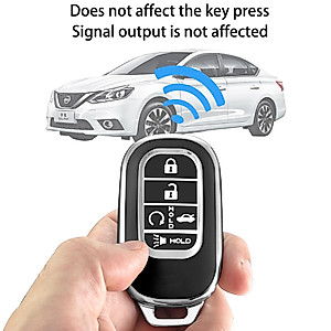 Kirsnda for Honda key fob cover,case with keychain,Soft TPU Protection key Shell/skin,5 Buttons fit 2022 2023 Accord Civic HR-V CR-V Pilot Remote Key(black)