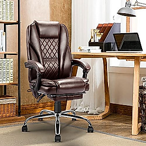 NOBLEMOOD Heated Massage Office Chair - Ergonomic Office Chair with Foot Rest and Lumbar Support, High Back Excutive Office Chair with Heating and Massaging for Adults (Brown)