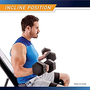 Marcy Exercise Utility Bench for Upright, Incline, Decline, and Flat Exercise SB-261W , Black, 42.00 x 19.00 x 51.00 inches