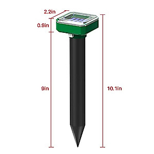 Solar Mole Repellent, Ultrasonic & Solar Powered Gopher Repellent, Waterproof Sonic Groundhog Repeller Rodent Gopher Deterrent Vole Chaser for Lawn, Yard & Garden of Outdoor Use (4 Pack)