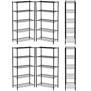 Internet's Best 5-Tier Wire Shelving - Flat Black - Heavy Duty Shelf - Wide Adjustable Rack Unit - Kitchen Storage