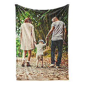 Personalized Photo Blanket: Custom Soft Throw with Picture, Fleece or Sherpa Family Photo Gift, Customized Flannel Bedding Birthday Present with Customizable Image (60"x80" Sherpa)