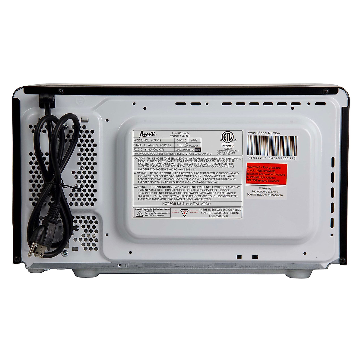 Avanti MT7V1B Microwave Oven 700-Watts Compact with 6 Pre Cooking Settings, Speed Defrost, Electronic Control Panel and Glass Turntable, Black