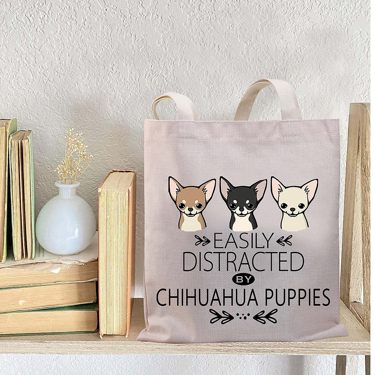 BDPWSS Chihuahua Tote Bags For Women Chihuahua Lover Gift Chihuahua Mom Canvas Shoulder Bag Chihuahua Puppies Dog Lover Gift (Chihuahua puppy TG)