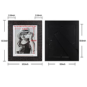 Robhomily 8x10 Black Picture Frame Solid Textured Wood with Real Glass, 8X10 Rustic Farmhouse Distressed Photo Frame for Wall or Tabletop Display, 8x10 Black Wood Frame for Home and Office Decor