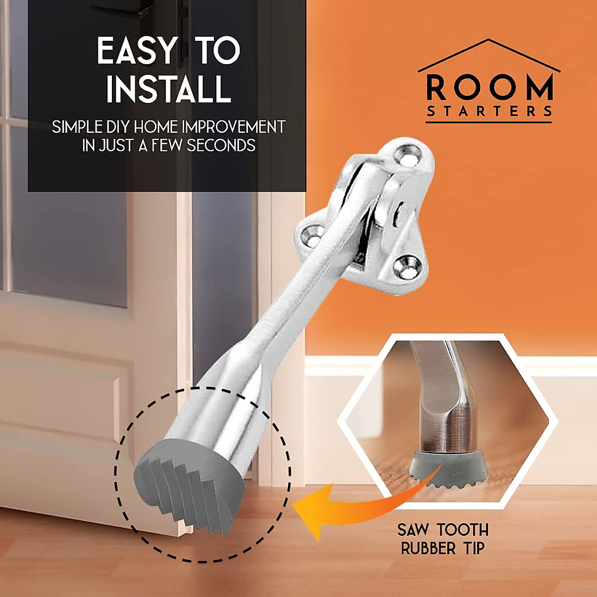 Kick Down Door Stop Ultra Grip Rubber Replacement Tip 10 Pack Threaded by ROOM STARTERS Style 2 (Gray, 10 Pack)