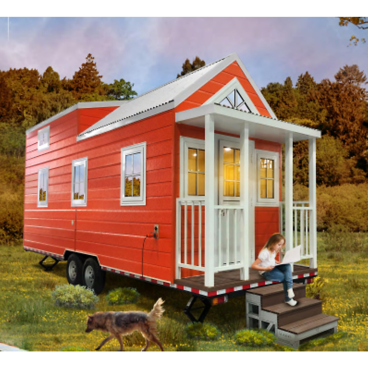 Generic Aluminum Tiny Movable Prefabricated Insulated House with 1 Bathroom, 1-3 bedrooms & 1 Kitchen- Tiny loft House, Mini Caravan,Travel Camper Trailer for Family, Customized