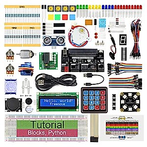 Freenove Ultimate Starter Kit for BBC Micro:bit (Not Included, Work with V1 & V2), 316-Page Detailed Tutorial, 224 Items, 44 Projects, Blocks and Python Code