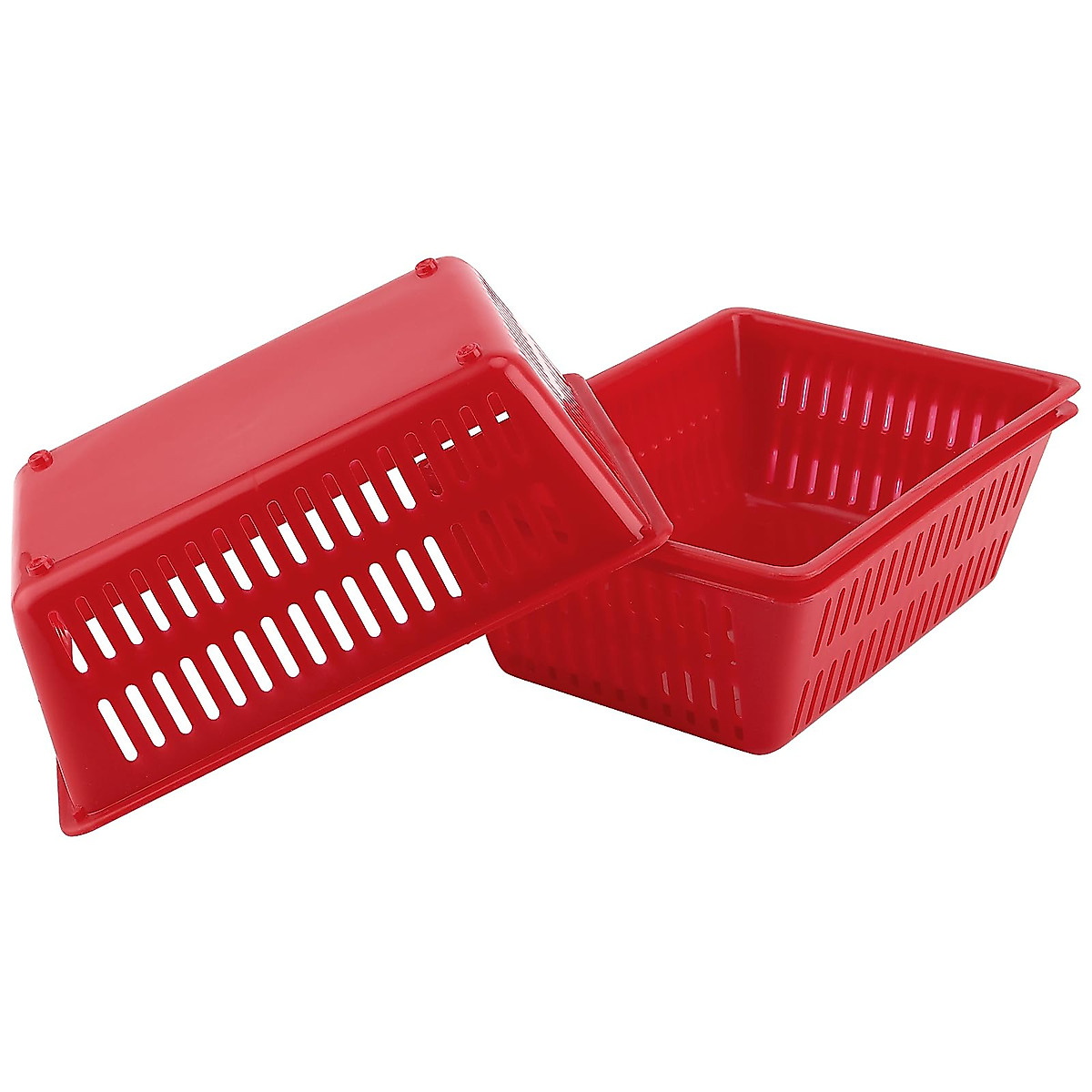 SHEUTSAN 30 Pack Small Red Storage Baskets, 6.1 x 4.5 x 2.3 Inch Mini Plastic Storage Baskets, Rectangular Plastic Tray Organizer for Home, Office