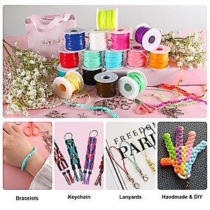 KAMJUNTAR Lanyard String,15 Rolls Gimp String Plastic Lacing Cord Plastic String Lanyard Kit for Friendship Bracelets Jewelry Making DIY Craft Boondoggle Gimp Bracelet Making Kit for Kids Girls