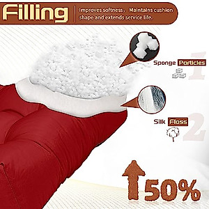 Focuprodu Set of 2 Outdoor Chair Cushions 19x19 Thickened and Durable Patio Furniture Cushions, All-Weather Wicker Chair Cushions for Outdoor/Indoor Use (Vermillion)