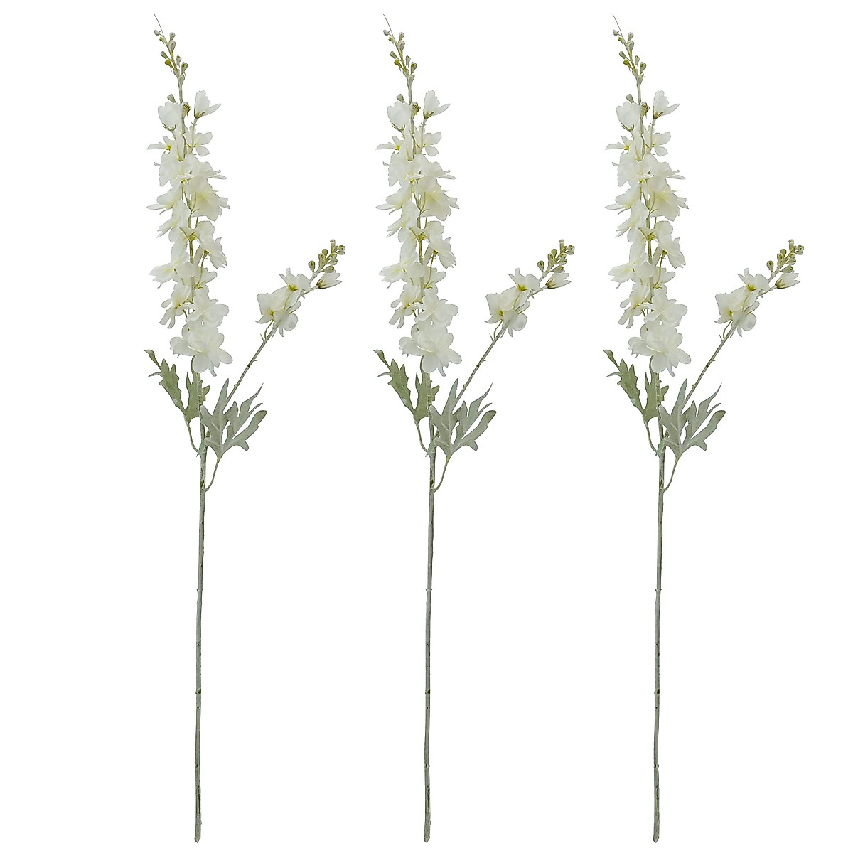 MINYULUA 6pcs Artificial Delphinium Flowers White Silk Larkspur Flowers Faux Snapdragon Long Stem Fake Plant Spray Arrangement for Home Office Garden Wedding Table Vase Decor (White)