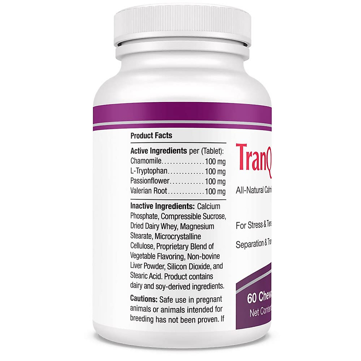 TranQuil-Tabs for Dogs - Contains Chamomile, L-Tryptophan, and Melatonin - Relieves Stress and Tension - Ease Travel and Separation Anxiety - 60 Tabs