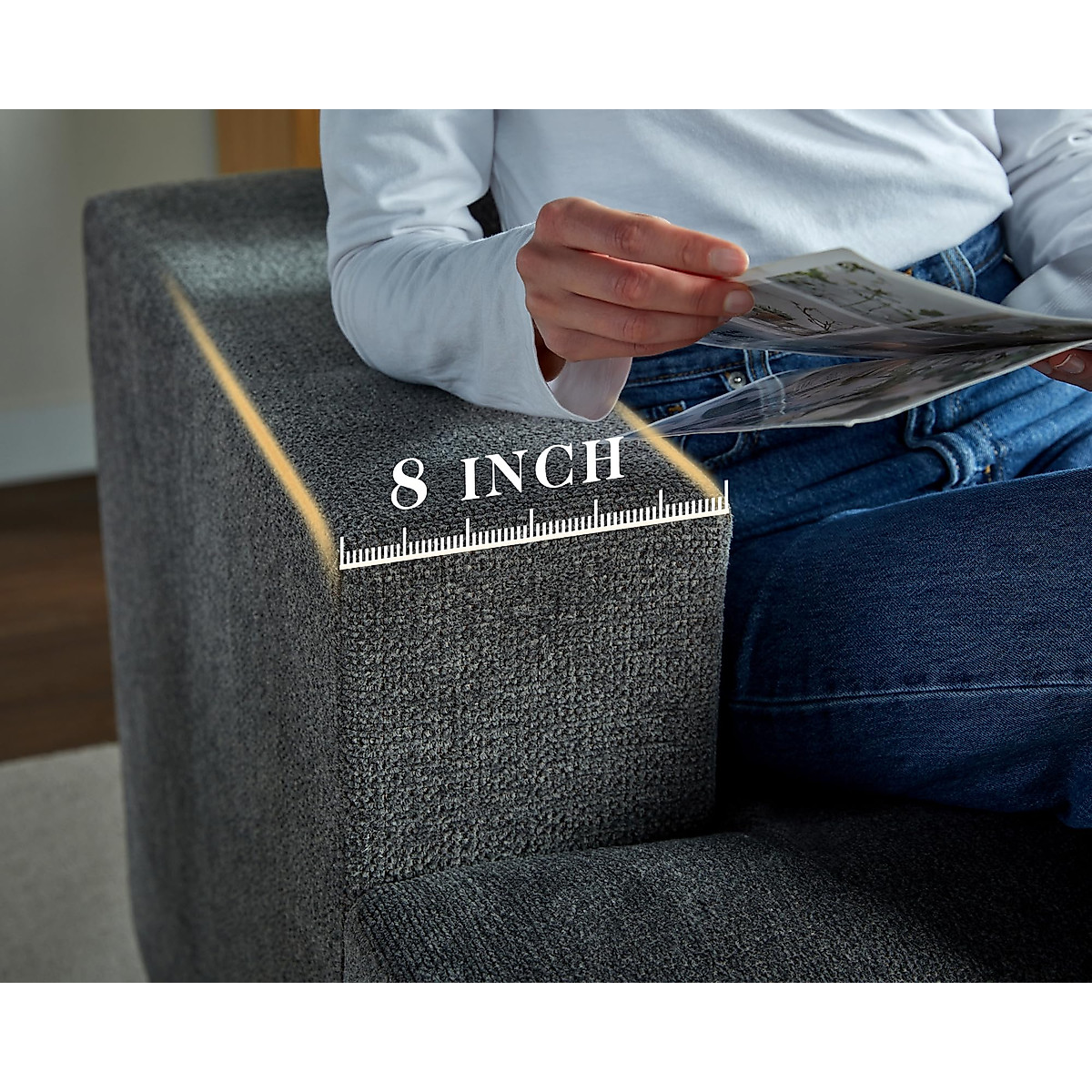 AMERLIFE 97 inch Sofa, Deep Seat Sofa-Contemporary Chenille Sofa Couch, 3 Seater Sofa for Living Room-Oversized Sofa, Grey Comfy Sofa