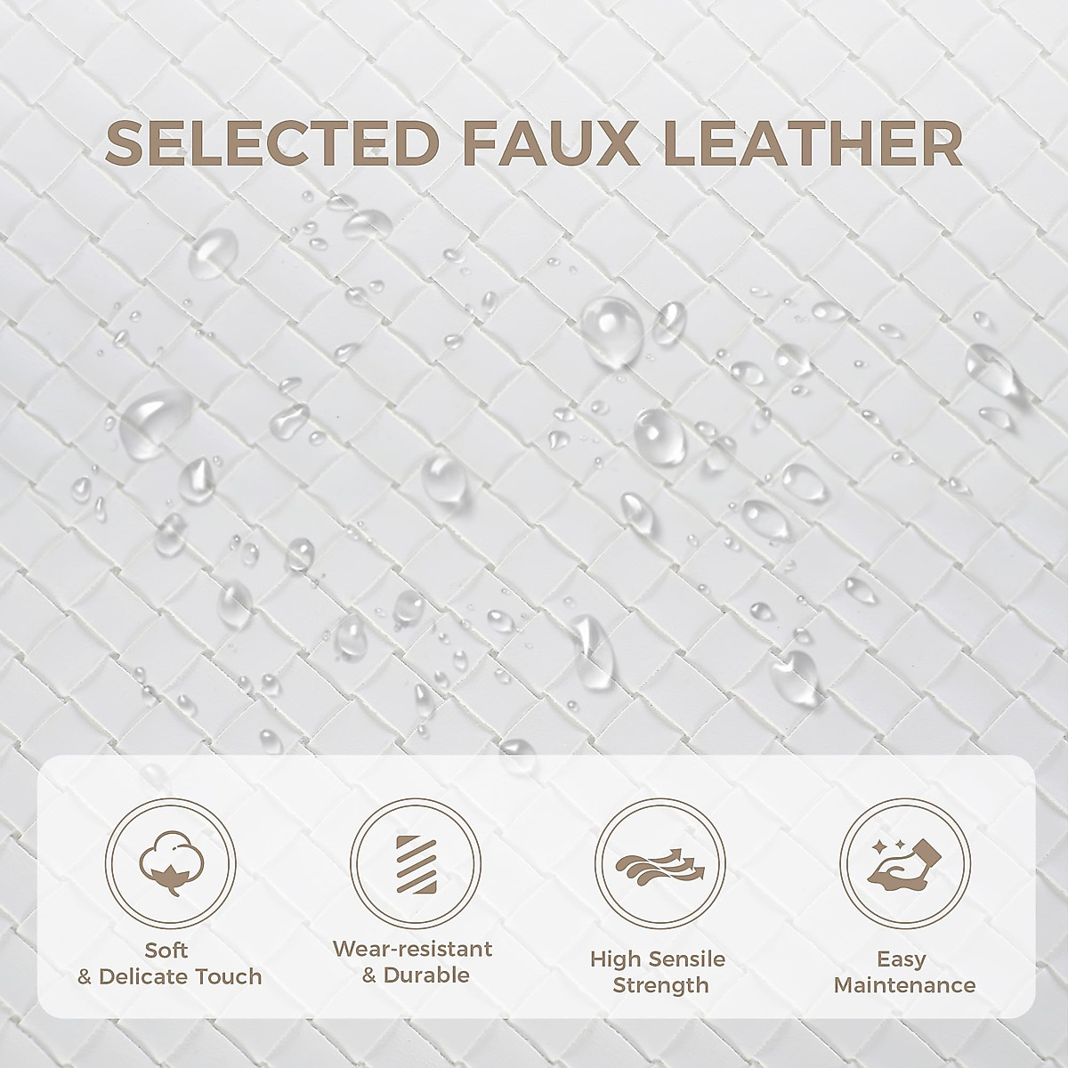 MAISON ARTS Off White & Gold Counter Height 24" Bar Stools Set of 2 for Kitchen Counter Modern Barstools Upholstered Faux Leather Square Stools Backless Farmhouse Island Chairs, 24 Inch Height