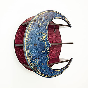 Standish House 10-Inch Handmade Moon Shelf for Stones and Crystal Display - Handcrafted Wood Accent Shelf - Crescent Moon Phase Wall Decor - Enchanting Crystal Display Shelf - Boho Home Decor