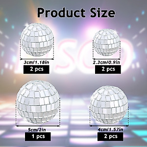 Abeillo 7PCS Disco Ball Cake Topper, Disco Ball Cake Decorations Different Sizes, 70s Disco Themed Dance Party Supplies, Small Disco Balls for Cake Dessert Christmas Party Ornament (Silver)